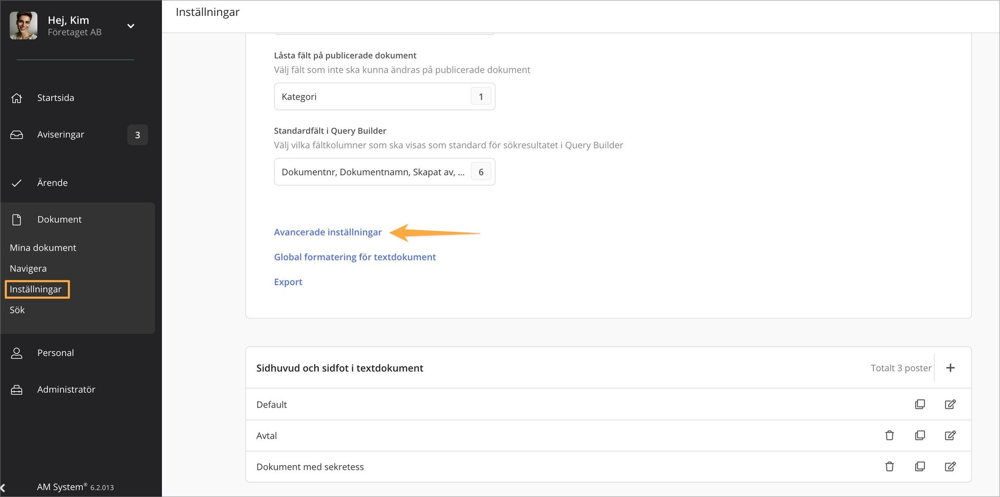 Avancerade Inställningar